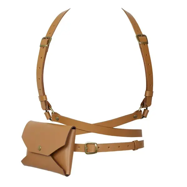 BADASS & GODDESS LEATHER Real Leather Artemis Harness With Phone Pouch - Brown