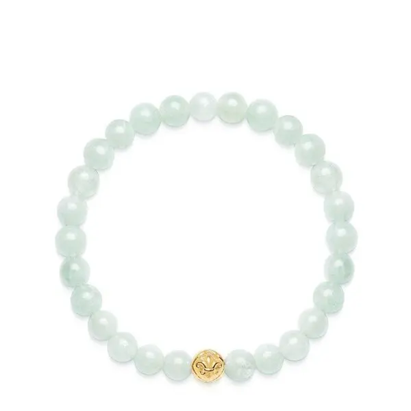 NIALAYA JEWELRY Aquamarine Beaded Bracelet - Blue/gold
