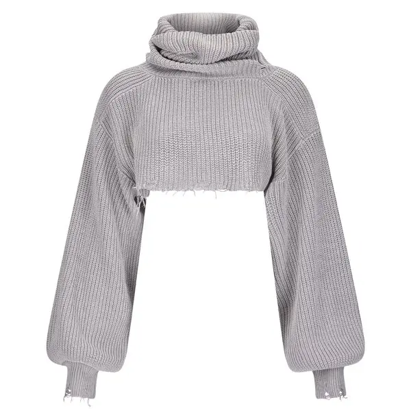 ARDEA Cropped Mask Knit Sweater