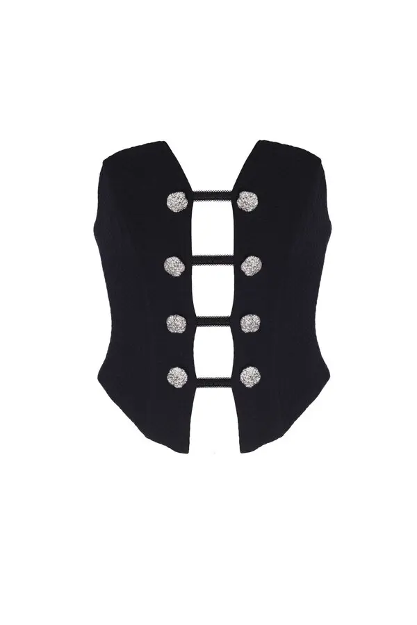 NO'DESIGN Elizabeth Button-detail Corset - Black