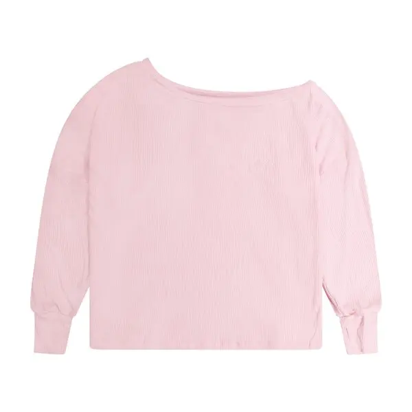 CLOUD HAVEN Off-the-shoulder Long Sleeve Tee - Pink