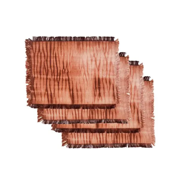 KORISSA Handmade Tie Dye Cotton Placemat In Set Of Four - Brown