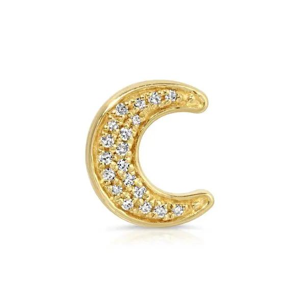 Maya Brenner Designs Pavé Diamond Moon Stud - Gold