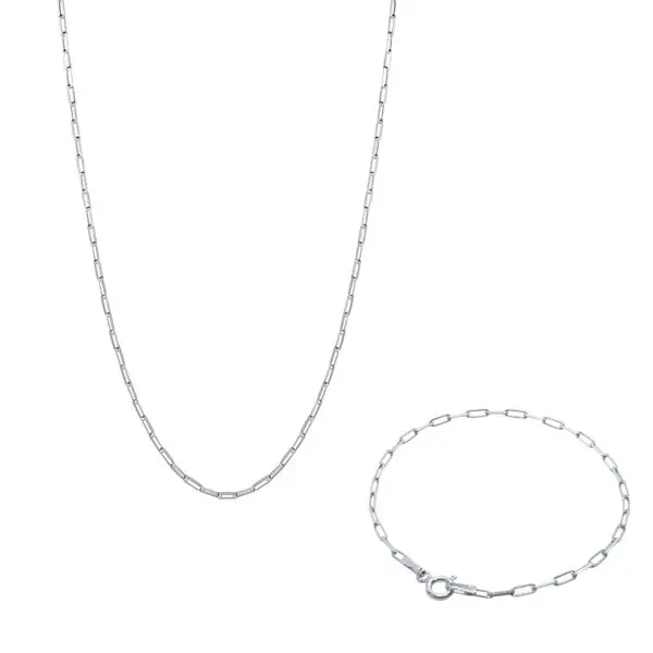 SPERO LONDON Rectangular Sterling Chain Bracelet And Necklace Set - Silver