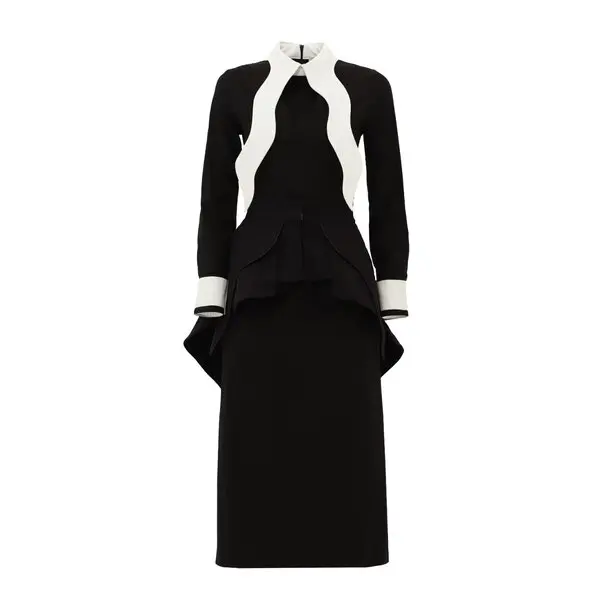 JULIA ALLERT Evening Peplum Belted Two-piece Dress Set - Black