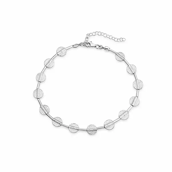 THE PHEIA Textured Disc Anklet - Silver