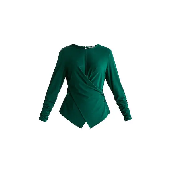 PAISIE Side Button Jersey Wrap Top