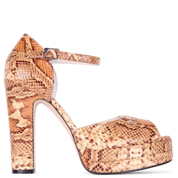 TERRY DE HAVILLAND Lena Rattle Platform Heel - Brown