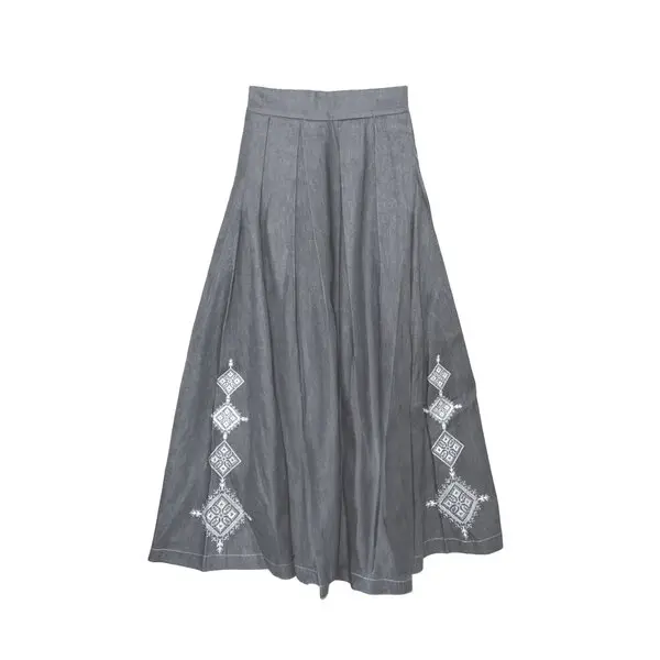 L2R THE LABEL Embellished Denim Maxi Skirt