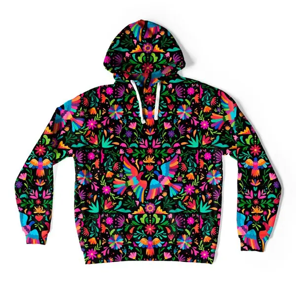 ALOHA FROM DEER Mexican Folk Print Oversized Hoodie - Black
