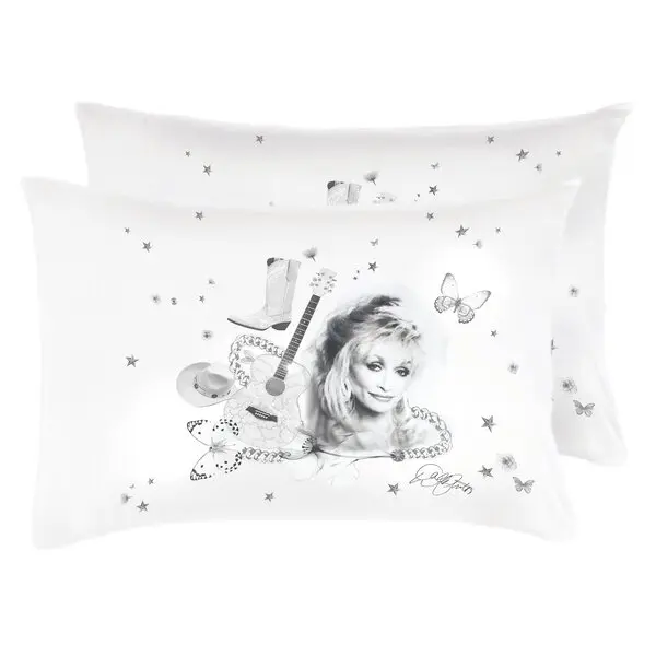 BLACK CAKE Neutrals Country Western Glamour Dolly Satin Pillowcase Set - Black