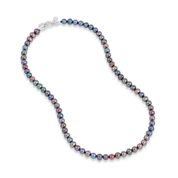 DOWER & HALL Peacock Freshwater Pearl Necklace In Sterling Silver - Pink