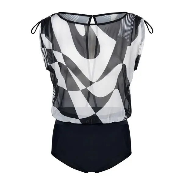 SEROTONE SWIM Mesh Top One Piece - Black/white