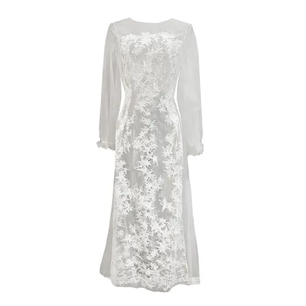 CAROL COELHO Star Embroidered Tulle Gown - White