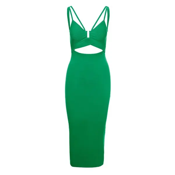 NISSA Knitted Midi Dress - Green