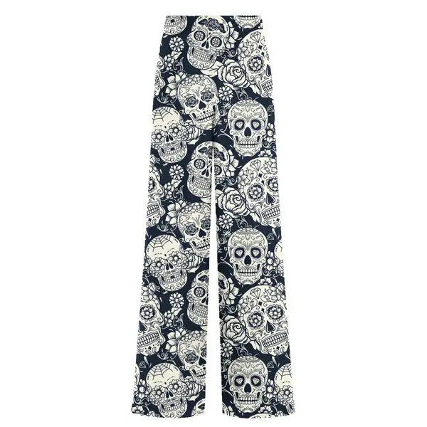 ALOHA FROM DEER Skull Flower Wide Leg Pants