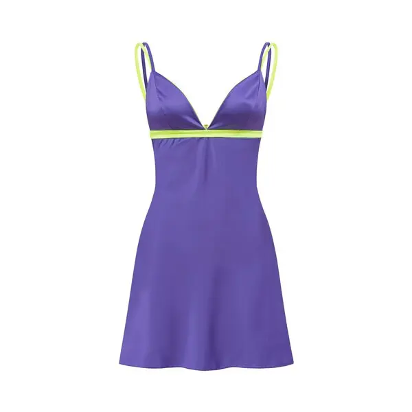 EKCENTRIK Rain Satin Slip Dress - Purple