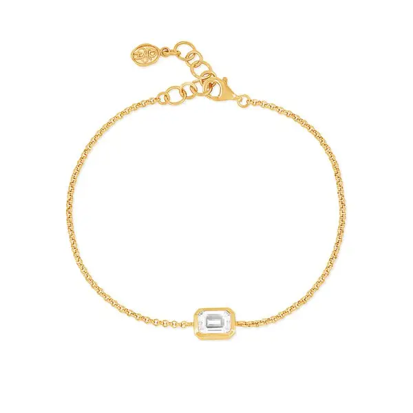DOWER & HALL Octagon White Topaz Chain Bracelet - Gold/white