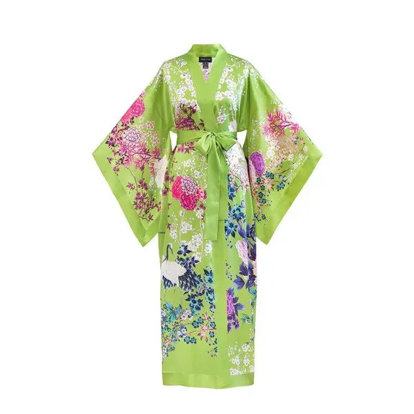 MENG Apple Silk Satin Kimono - Green