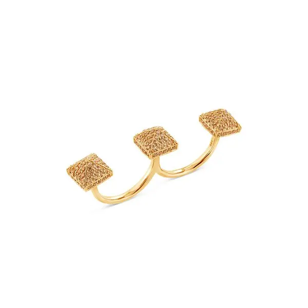 SALLY SKOUFIS Pyramid Double Finger Ring - Yellow