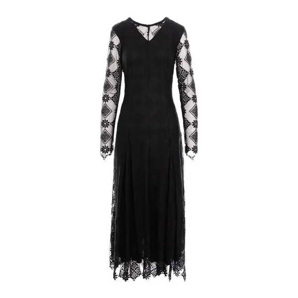 IZABELA MANDOIU Tulle Embroidered Midi Dress