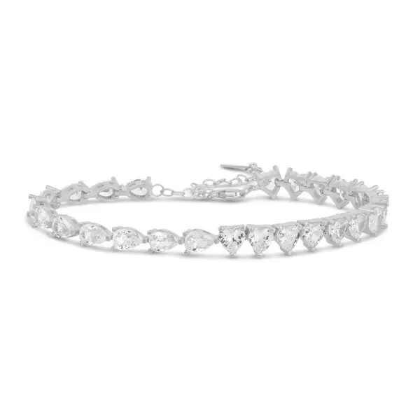 SHYMI Half Heart Half Pear Tennis Bracelet - Silver