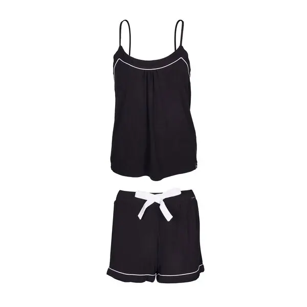 PRETTY YOU Bamboo Cami & Short Pyjama Set - Black