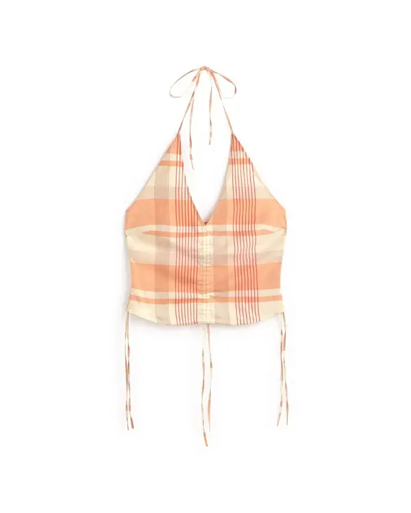 THINKING MU Adjustable Checkered Top
