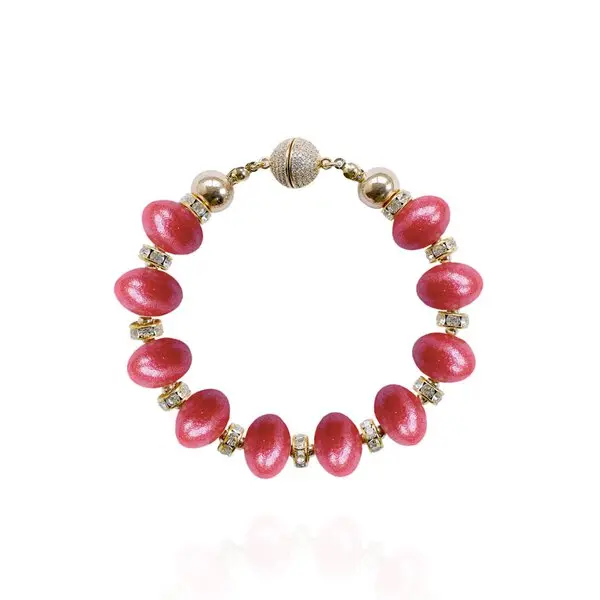 SAULE LABEL Mika Beaded Bracelet With Crystal Rondelles And Magnetic Clasp - Gold/yellow