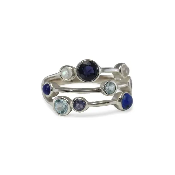 ISLA SILVER Iolite, Topaz, Moonstone & Lapis Sterling Silver Ring - Blue/silver