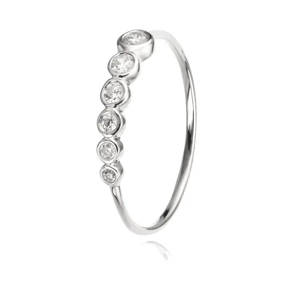 LILY & ROO Graduated Diamond Style Stacking Ring - Silver