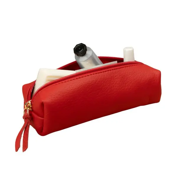 LEATHERE Elegant Leather Makeup Bag Aurora - Red