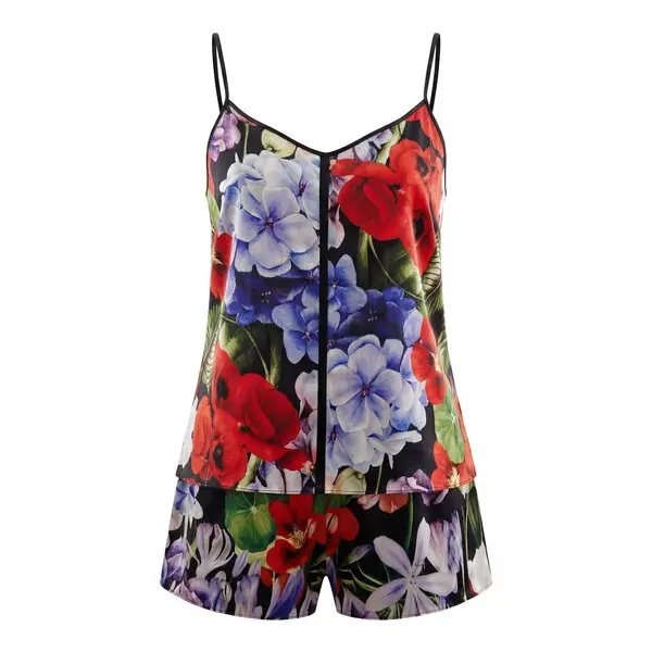 VIMISSIA Wild Bloom Camisole And Shorts Set - Black