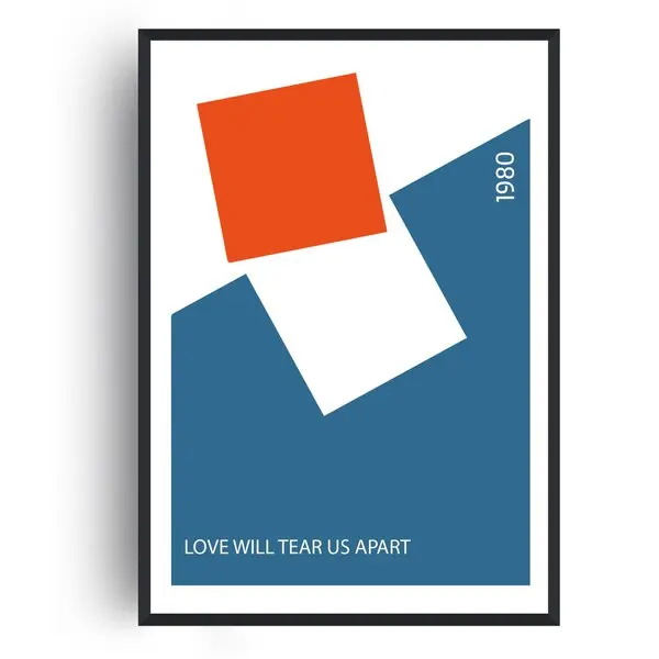 FANCLUB Love Will Tear Us Apart Song Lyric Retro Art Print - Blue