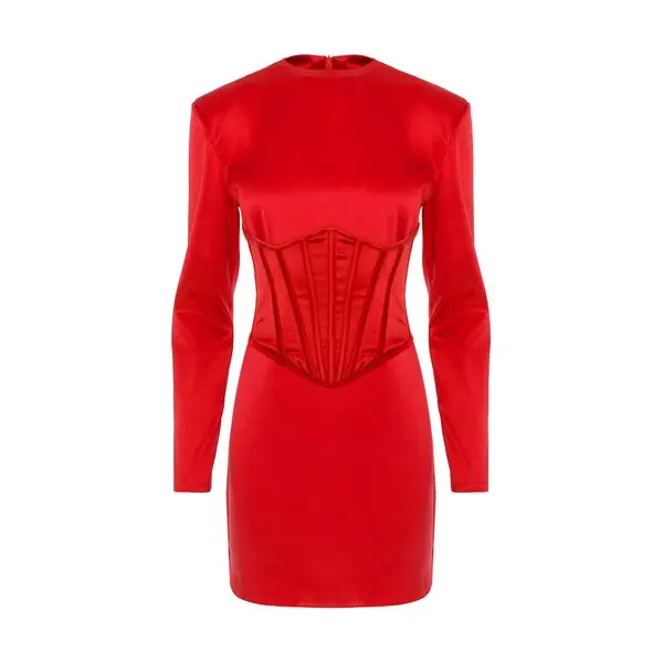 BLUZAT Satin Mini Dress With Corset