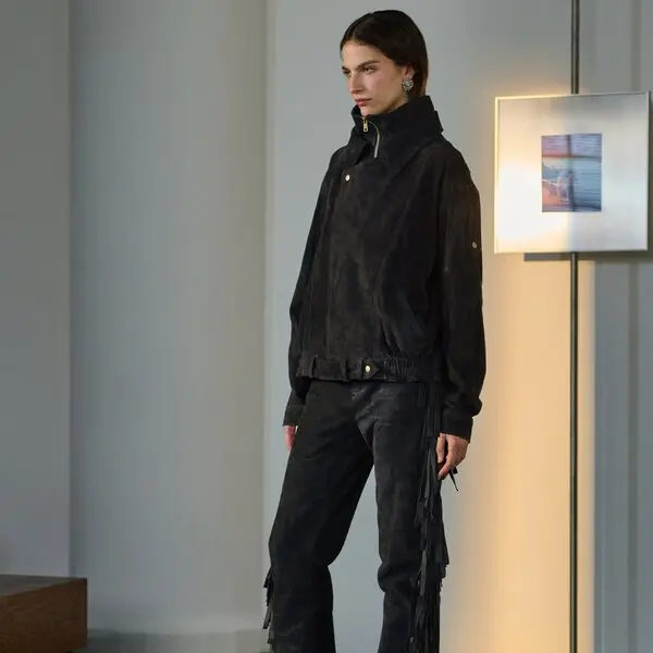 LORENA SARAVIA Cassandra Suede Pants With Flared Bell Legs