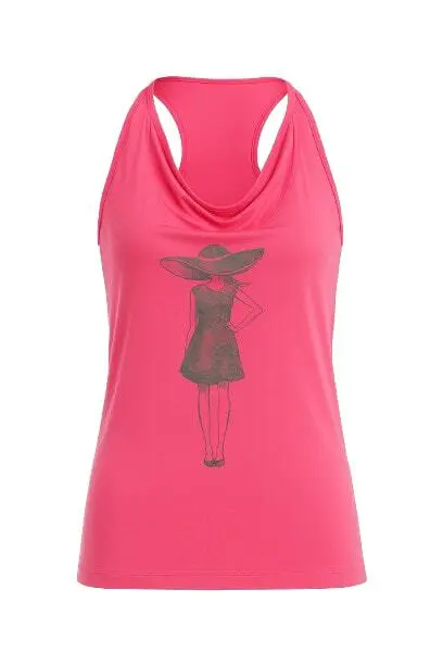 CONQUISTA Racerback Cowl Neck Top