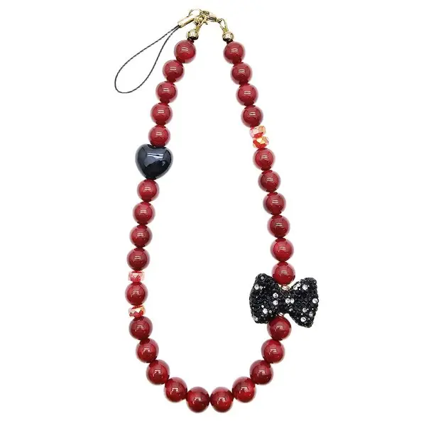 FARRA Bamboo Coral With Bow Charm Versatile Phone Strap - Red