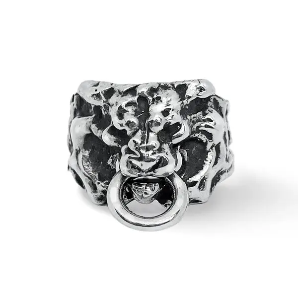 PERRY GARGANO Lion Knocker Sterling Ring - Silver
