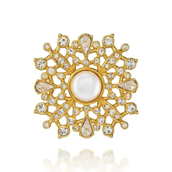 EMMA HOLLAND JEWELLERY Crystal And Pearl Brooch - Gold/white