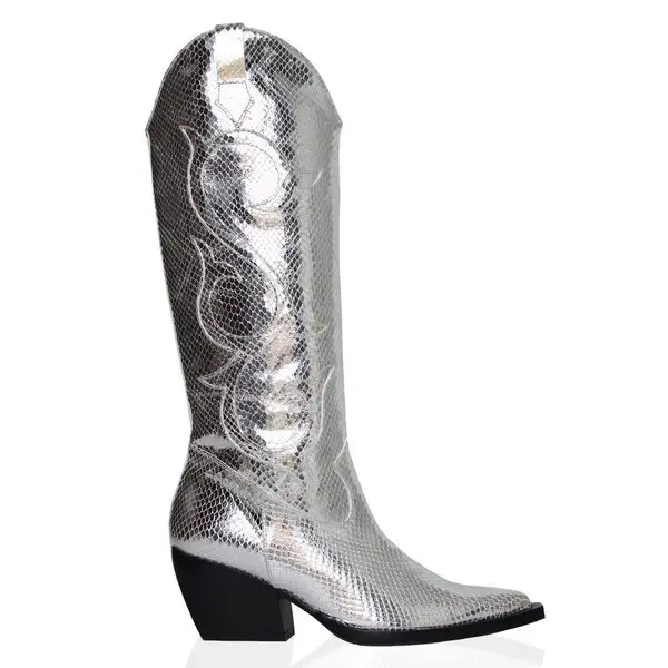 TERRY DE HAVILLAND Annie Cowboy Boot - Silver