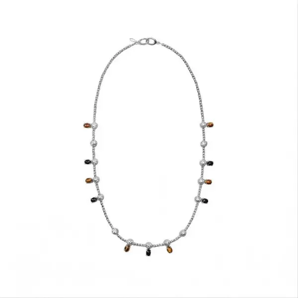 ONI Twisted Root Stone Necklace - Silver