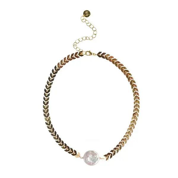 ADRIANA PAPPAS DESIGNS Chevron Pearl Choker - Yellow