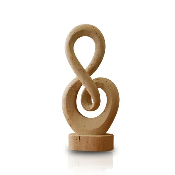 MARLETH Musical Note Travertine Sculpture – Abstract Stone Art Accent