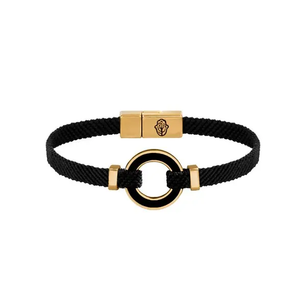 KARMA AND LUCK Constant Protection Black Onyx Karma Circle Bracelet - Black/gold