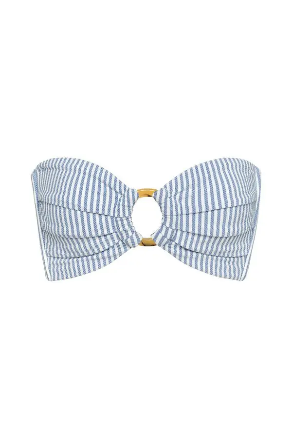 MONTCE Classic Stripe Tori Bandeau Bikini Top - Blue/white