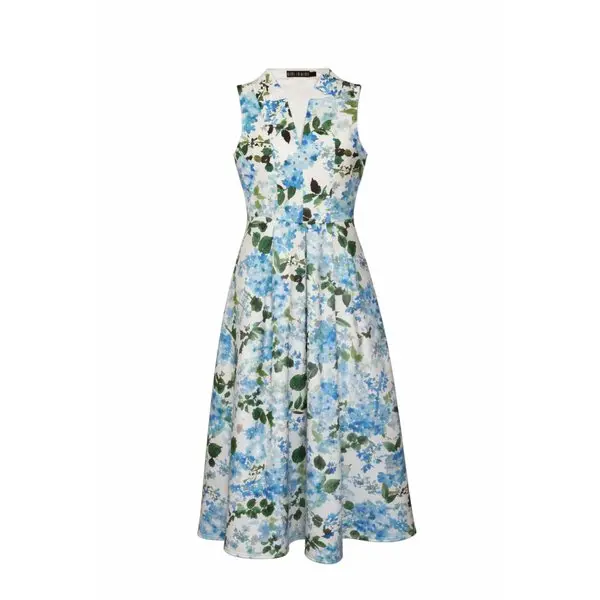 GIRL IN MIND Ameya Notch Neck Sleeveless Midi Dress - Blue