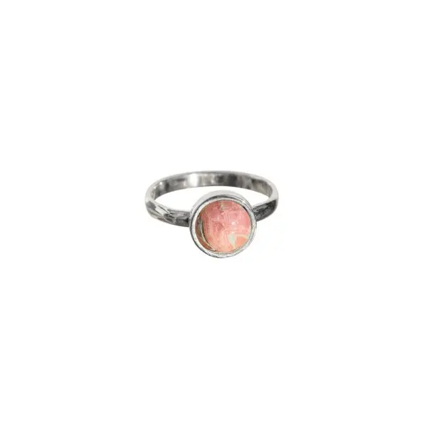 FV JEWELLERY La Stèle Rhodochrosite & Silver Circle Ring - Pink