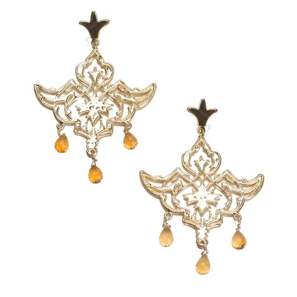 DHWANI BANSAL Citrine Drop Earrings - Gold/orange