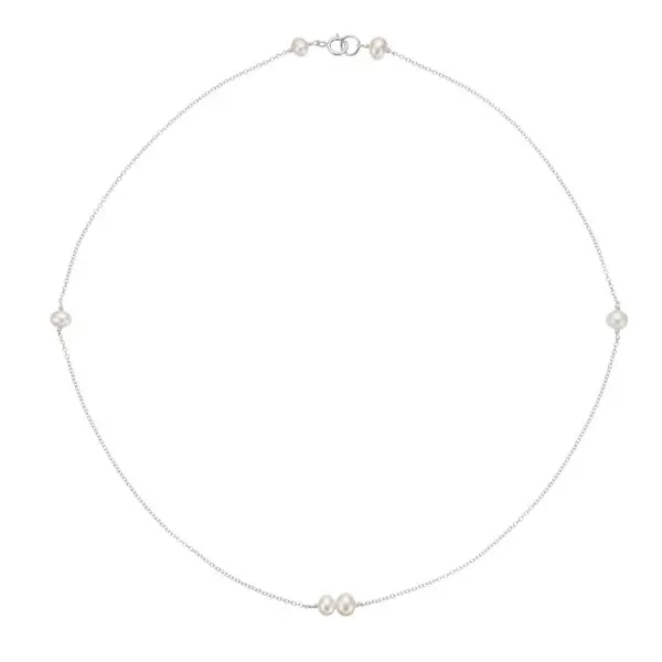 LILY & ROO Sterling Six Pearl Choker Necklace - Silver